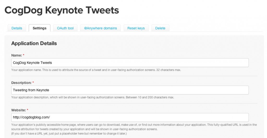 Geeking The Keynote Tweet App (again) (updated instructions) – CogDogBlog