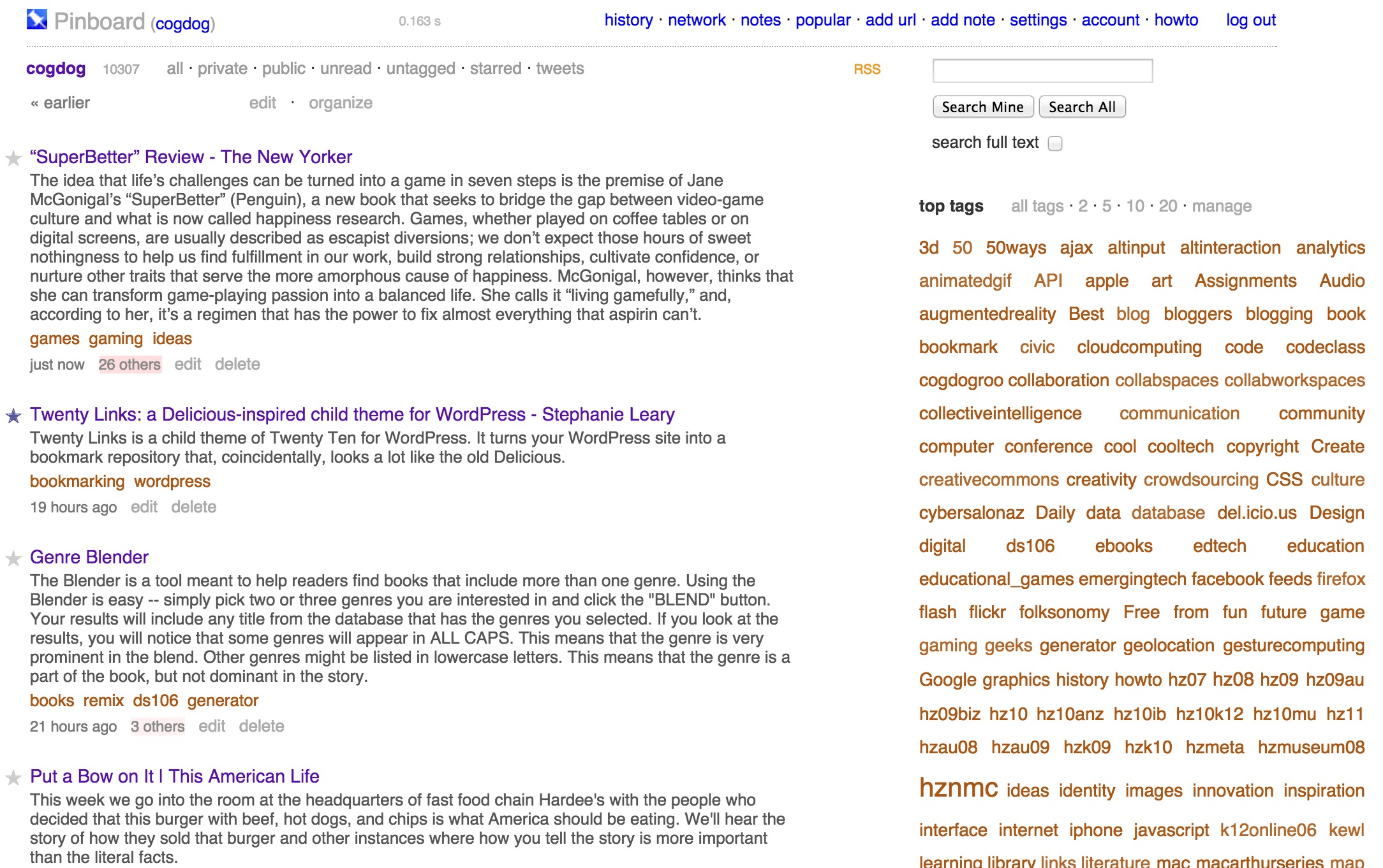 Return to Old Style Bookmarking with Pinboard – CogDogBlog