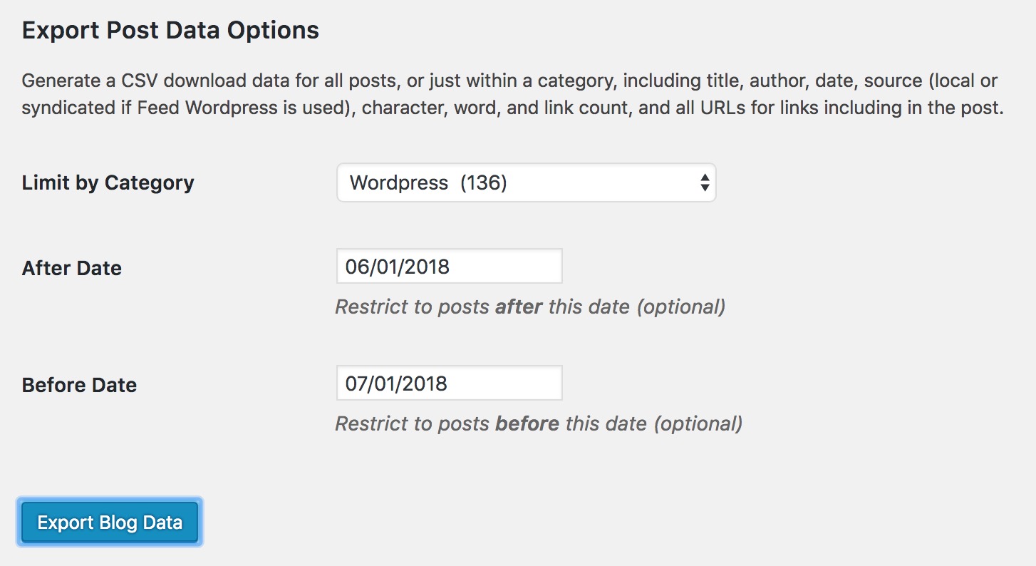 WordPress CSV Export Plugin Now With Date Bookends – CogDogBlog WordPress CSV Export Plugin Now With Date Bookends – CogDogBlog